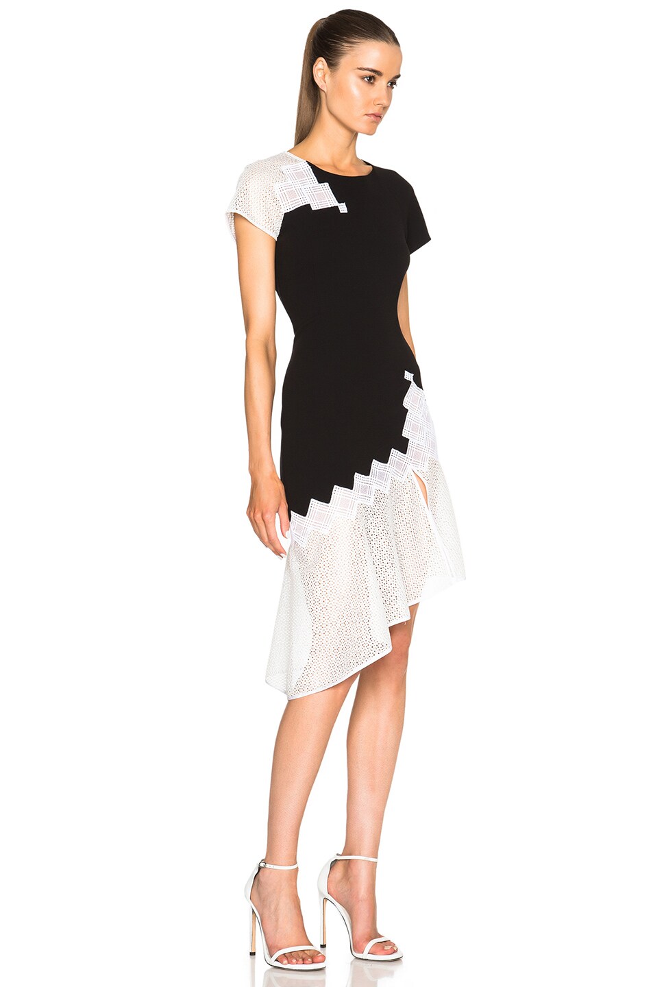 SIMKHAI Diamond Mesh Dress in Black & White | FWRD