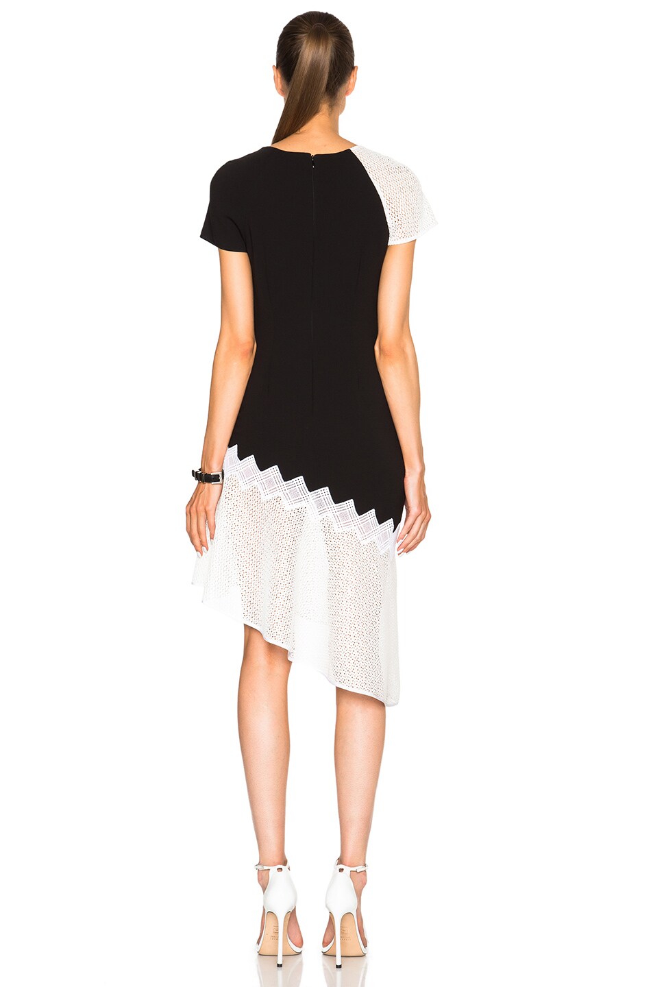 SIMKHAI Diamond Mesh Dress in Black & White | FWRD