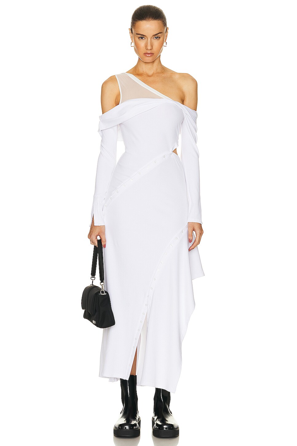 SIMKHAI Tinsley Buttoned Gown in Optic White | FWRD