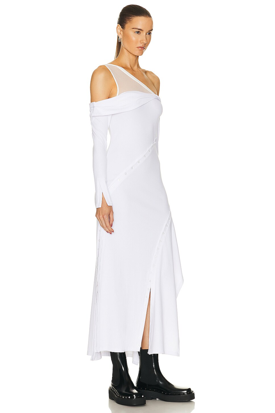 SIMKHAI Tinsley Buttoned Gown in Optic White | FWRD