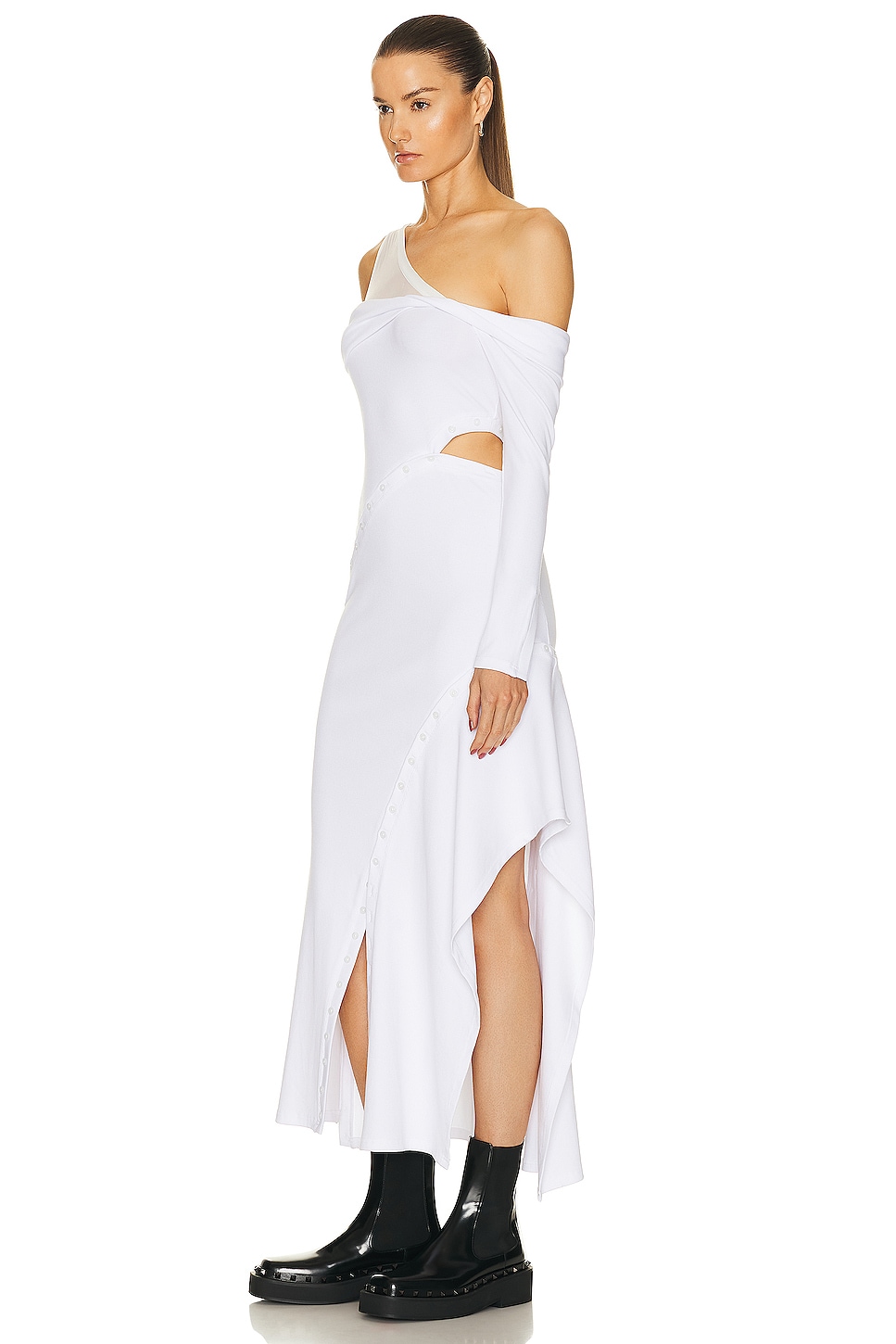 SIMKHAI Tinsley Buttoned Gown in Optic White | FWRD