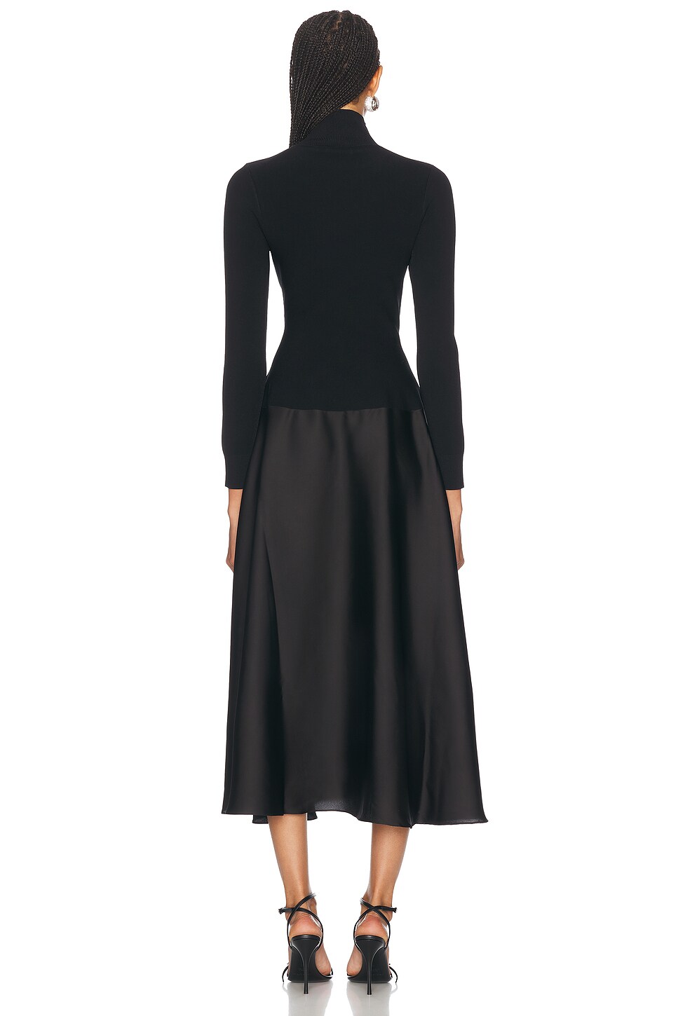 SIMKHAI Frances Satin Combo Midi Dress in Black | FWRD