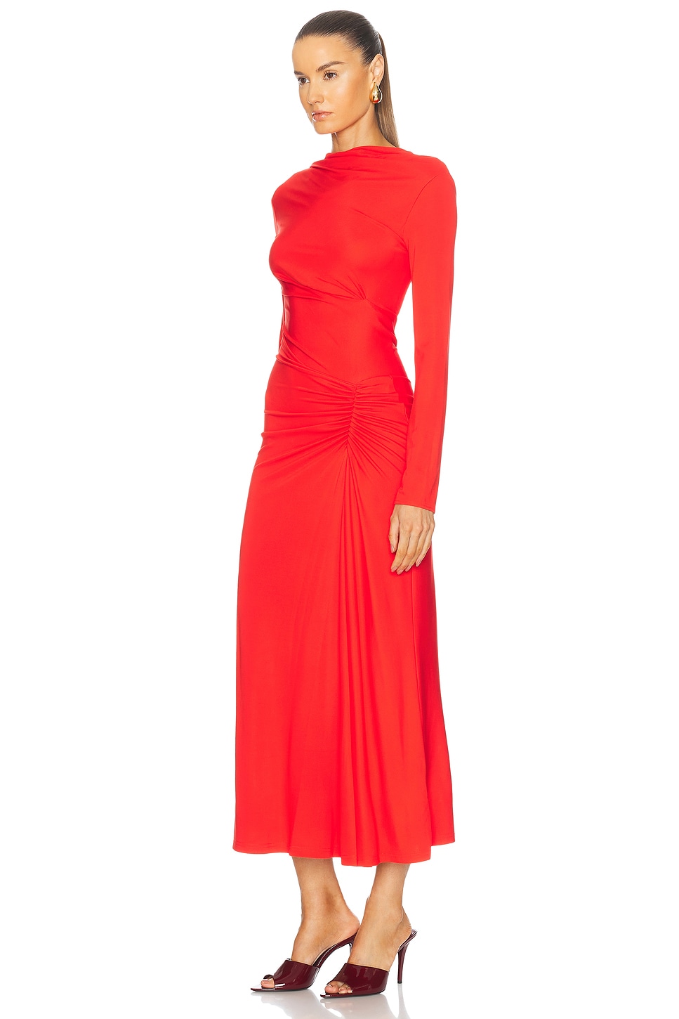 SIMKHAI Ferrera Midi Dress in Fiery Red | FWRD