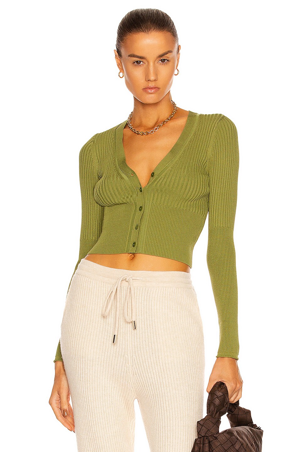 SIMKHAI Ailany Shrunken Cardigan in Basil | FWRD