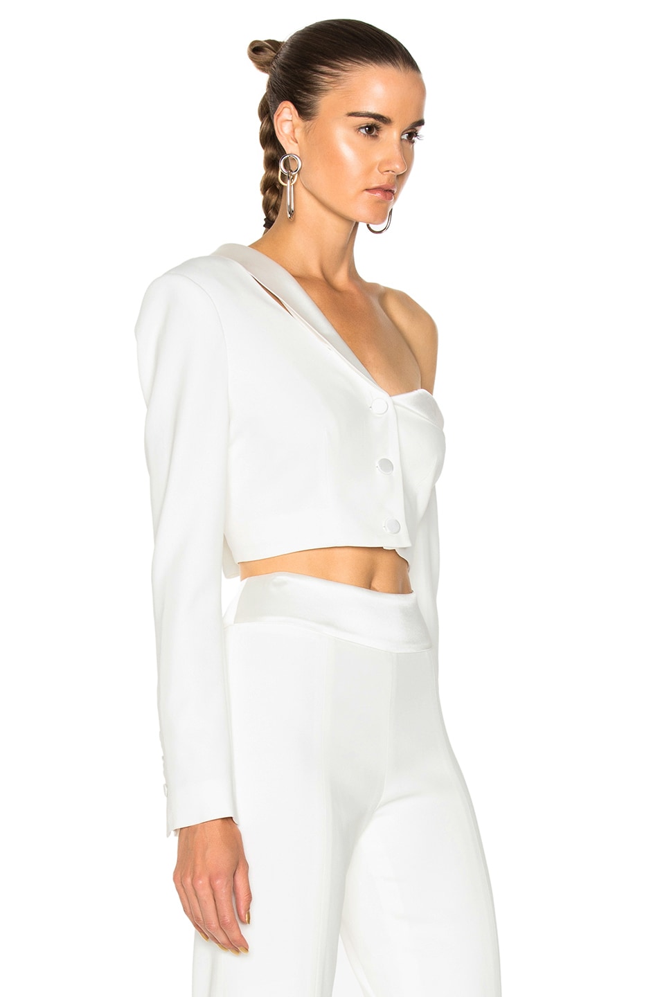 SIMKHAI Stretch Crepe Combo Crop Jacket in White | FWRD
