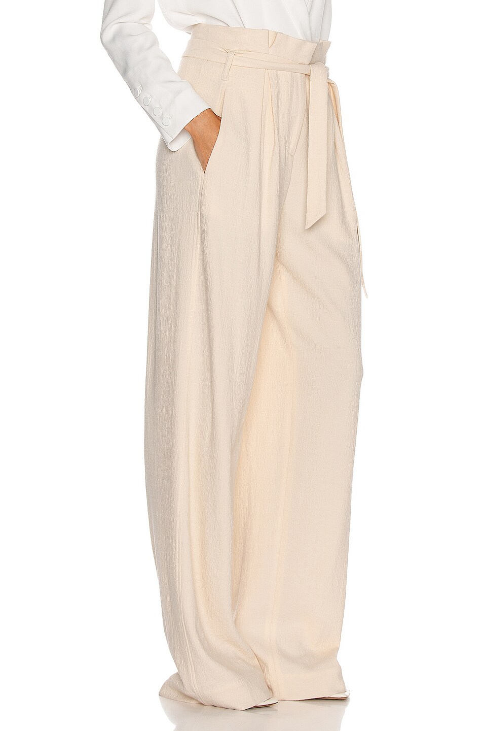 SIMKHAI Emiko Wide Leg Pant in Ecru | FWRD