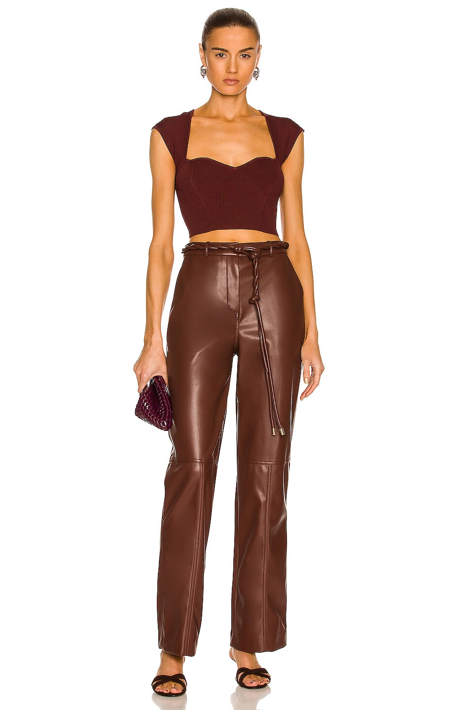 SIMKHAI Dasha Vegan Leather Pant in Mahogany | FWRD