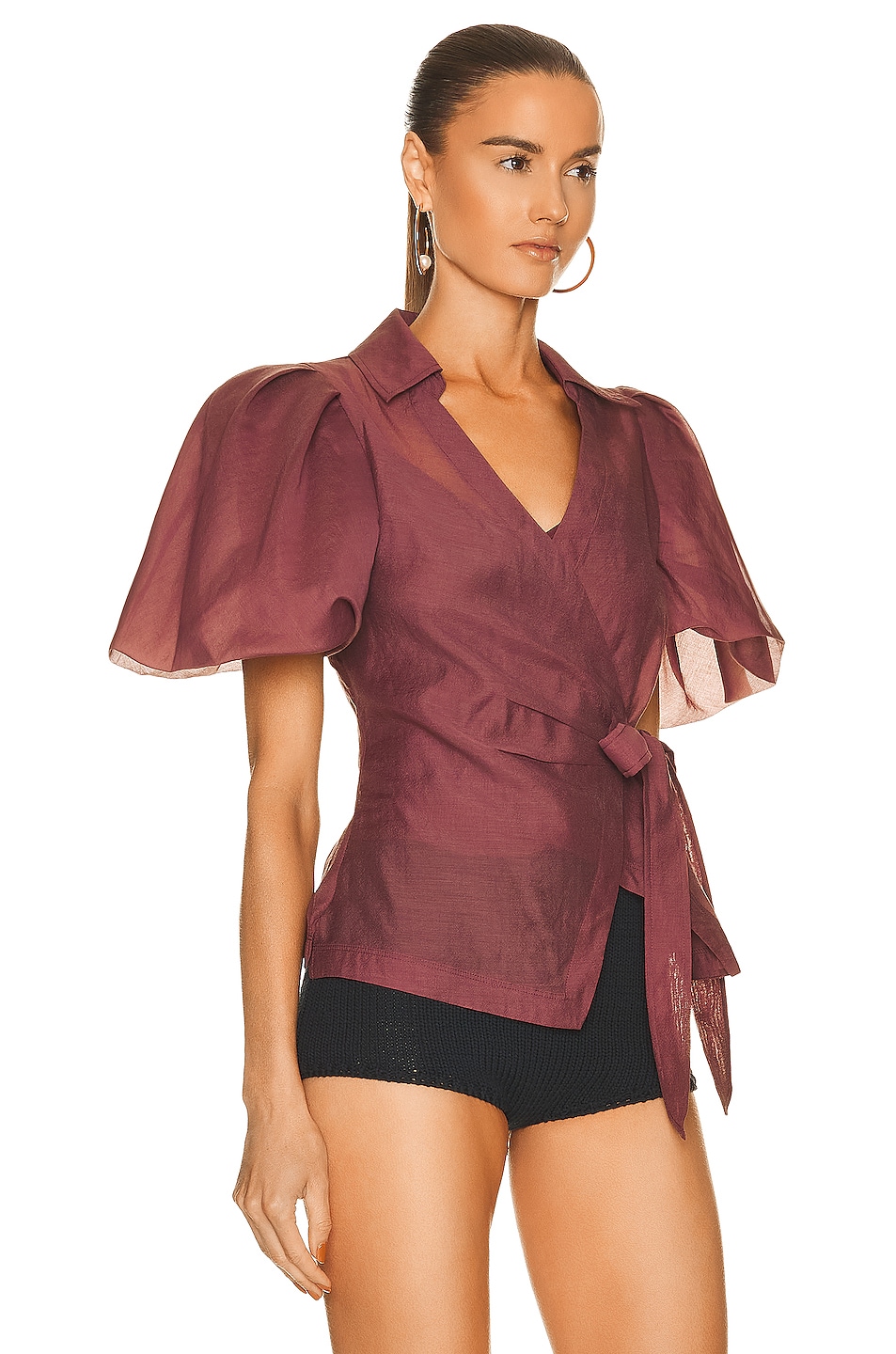 SIMKHAI Carolina Wrap Top in Merlot | FWRD