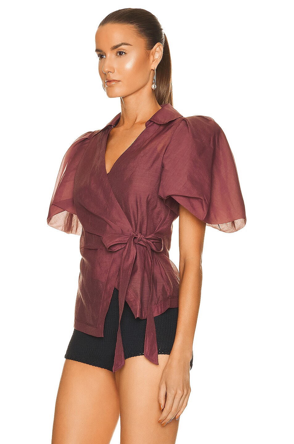 SIMKHAI Carolina Wrap Top in Merlot | FWRD