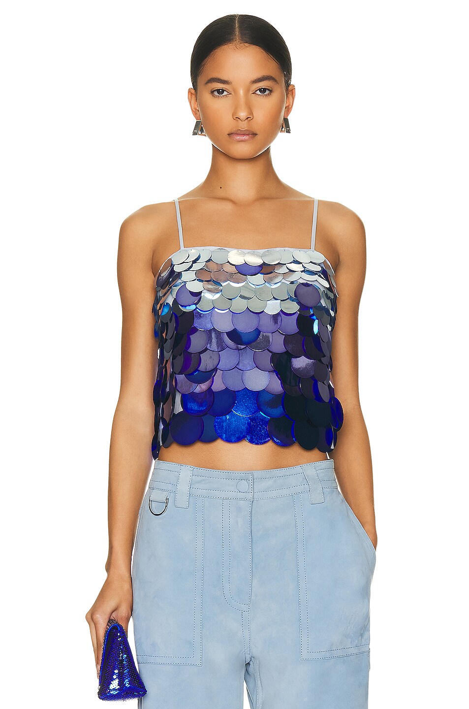 SIMKHAI Nikky Ombre Sequin Camisole Top in Light Sky Multi | FWRD