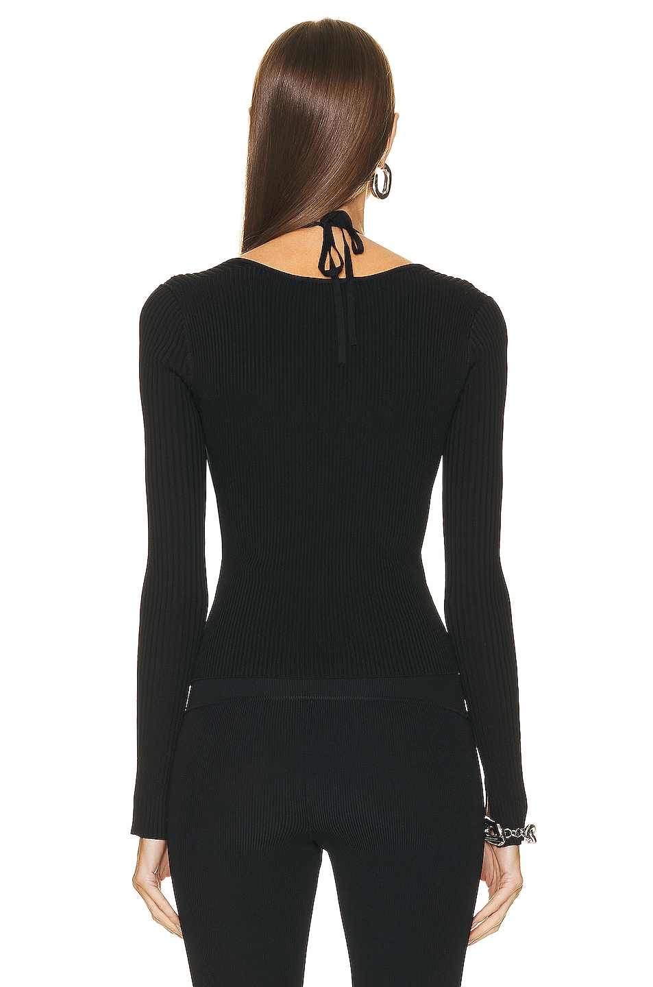 SIMKHAI Alexia Long Sleeve Sweetheart Top in Black | FWRD