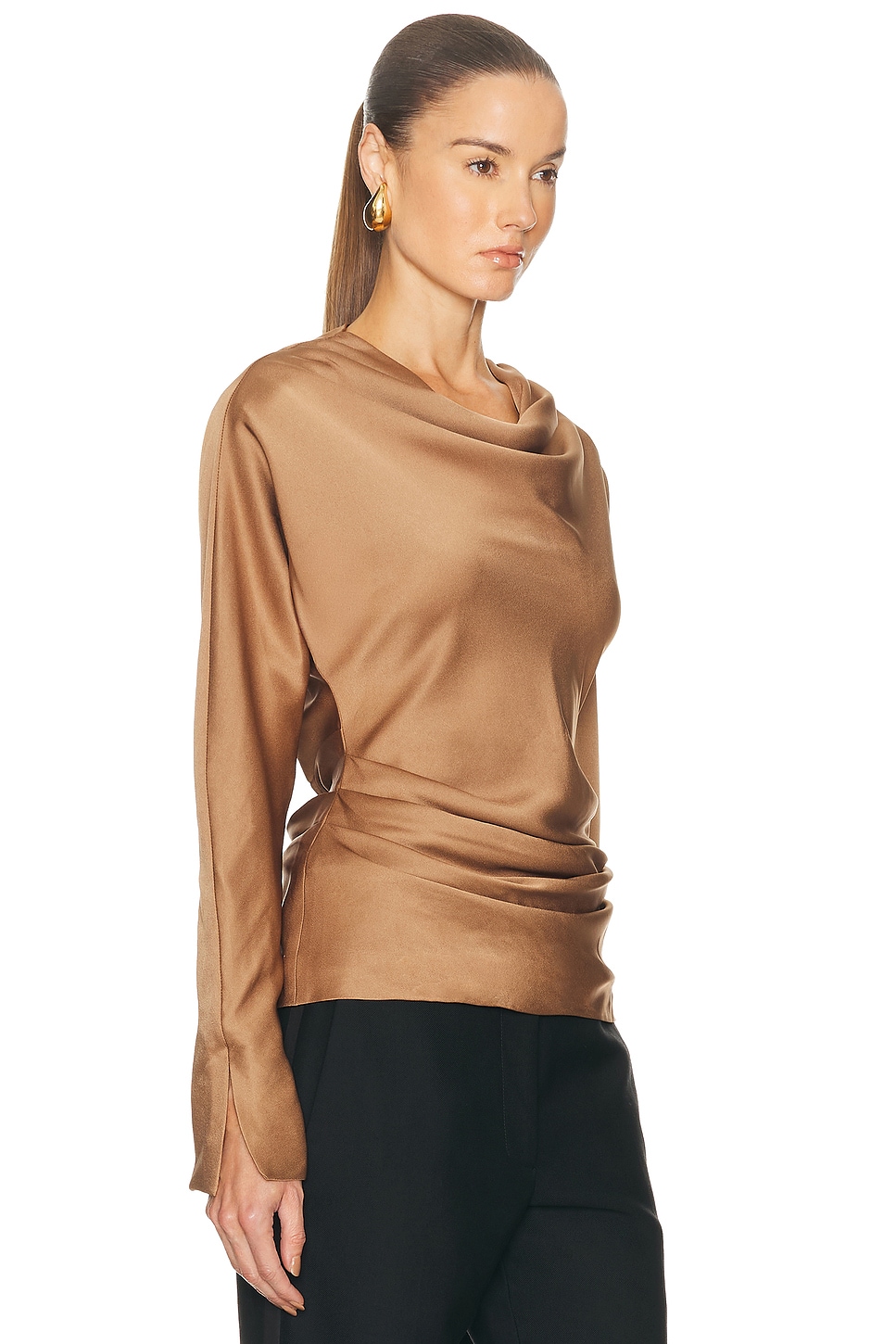 SIMKHAI Victoria Draped Top in Chai | FWRD