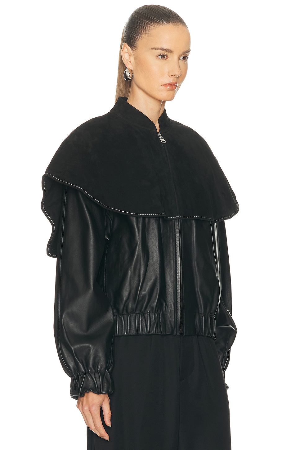 JW Anderson Oversized Collar Bomber Jacket in Black | FWRD