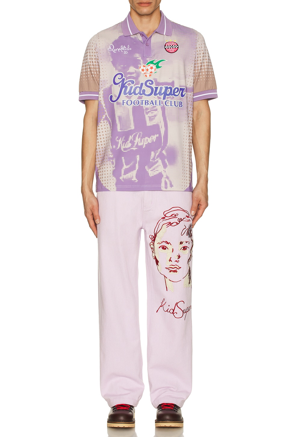 KidSuper x Ronaldinho Soccer Jersey in Cream & Blue | FWRD