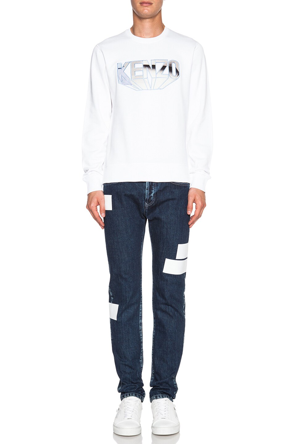 Kenzo Slim Fit Jeans with Paneling in Blue | FWRD