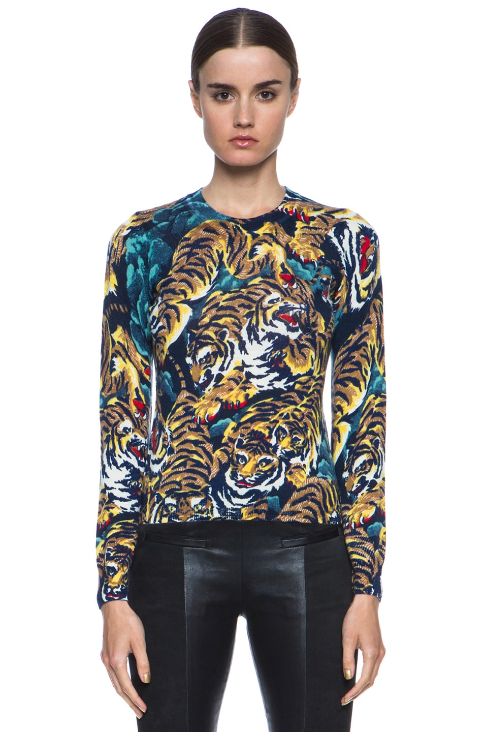 Kenzo Flying Tiger Print Wool Sweater in Bleu Nuit | FWRD