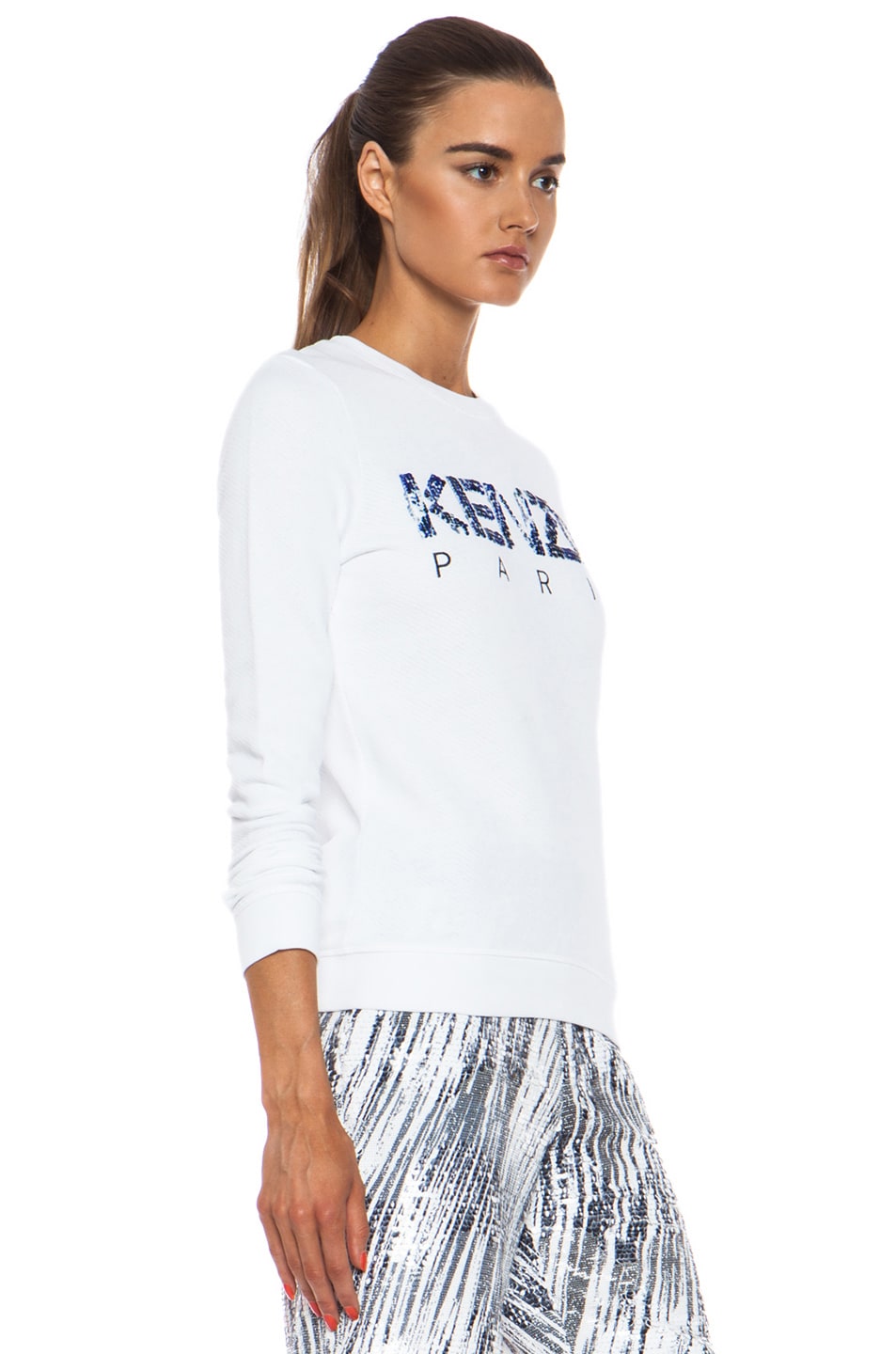 Kenzo Ocean Logo Cotton Sweatshirt in Optic White | FWRD