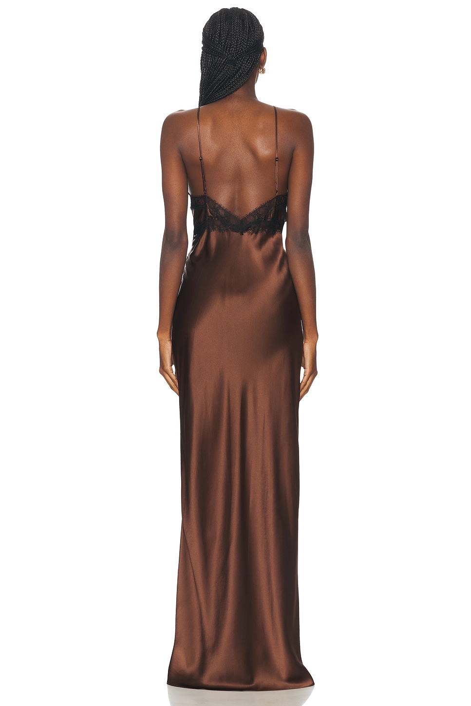 Kiki De Montparnasse Lace Inset Maxi Slip Dress In Mink Fwrd