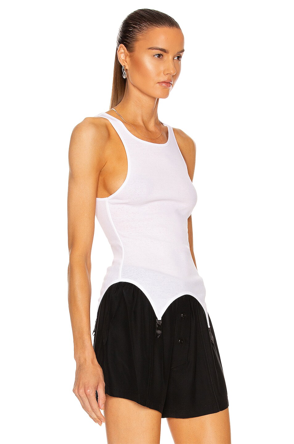 Kiki de Montparnasse Ribbed Garter Tank in White & Black | FWRD