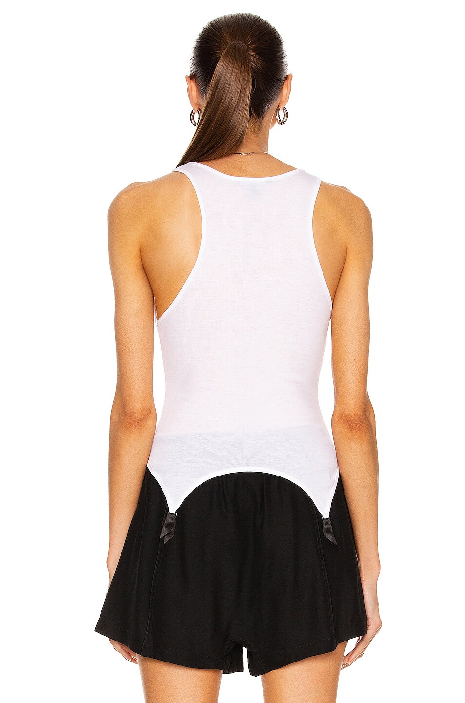 Kiki de Montparnasse Ribbed Garter Tank in White & Black | FWRD