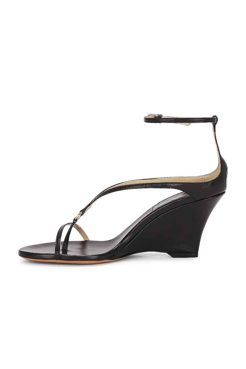 KHAITE Marion Ankle Strap Wedge Sandal in Black | FWRD