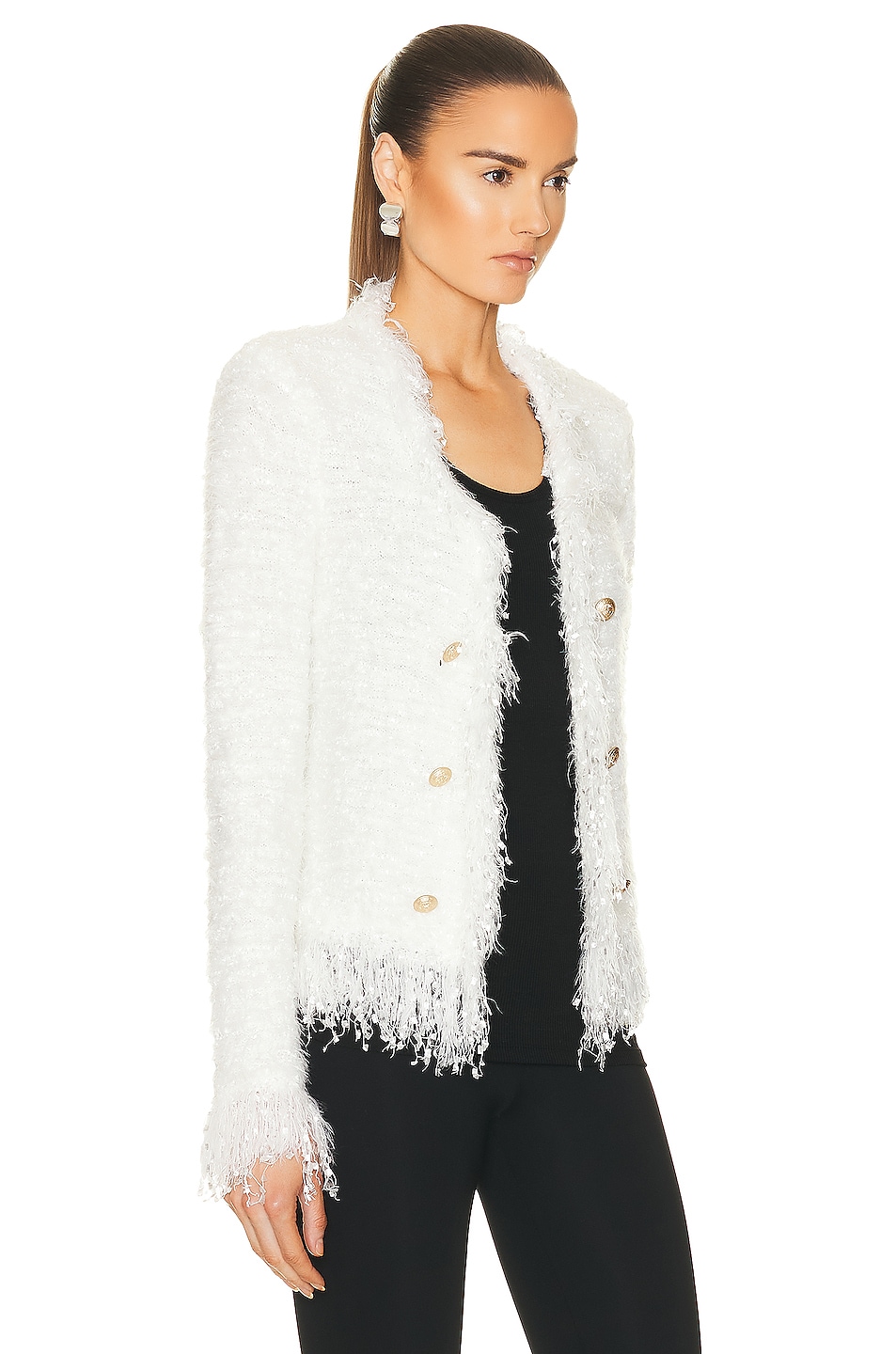L'AGENCE Azure Cardigan Blazer in White | FWRD