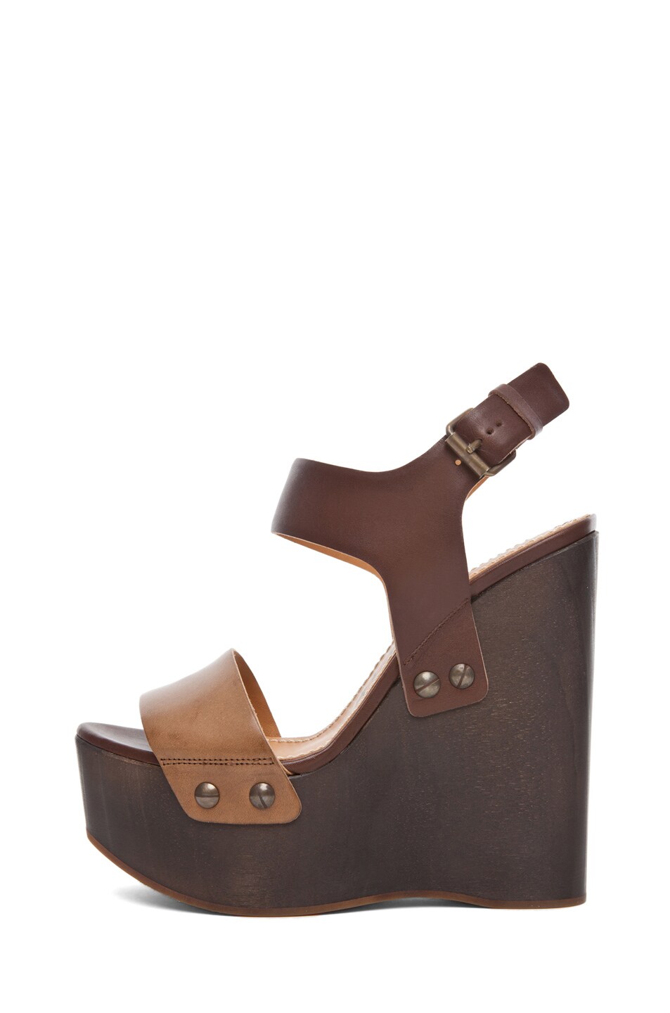 Lanvin Wood Wedge in Marron in Marron & Marron | FWRD