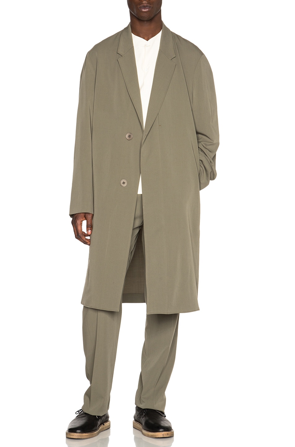 Lemaire Cool Wool Gabardine Suit Coat in Verdigris | FWRD