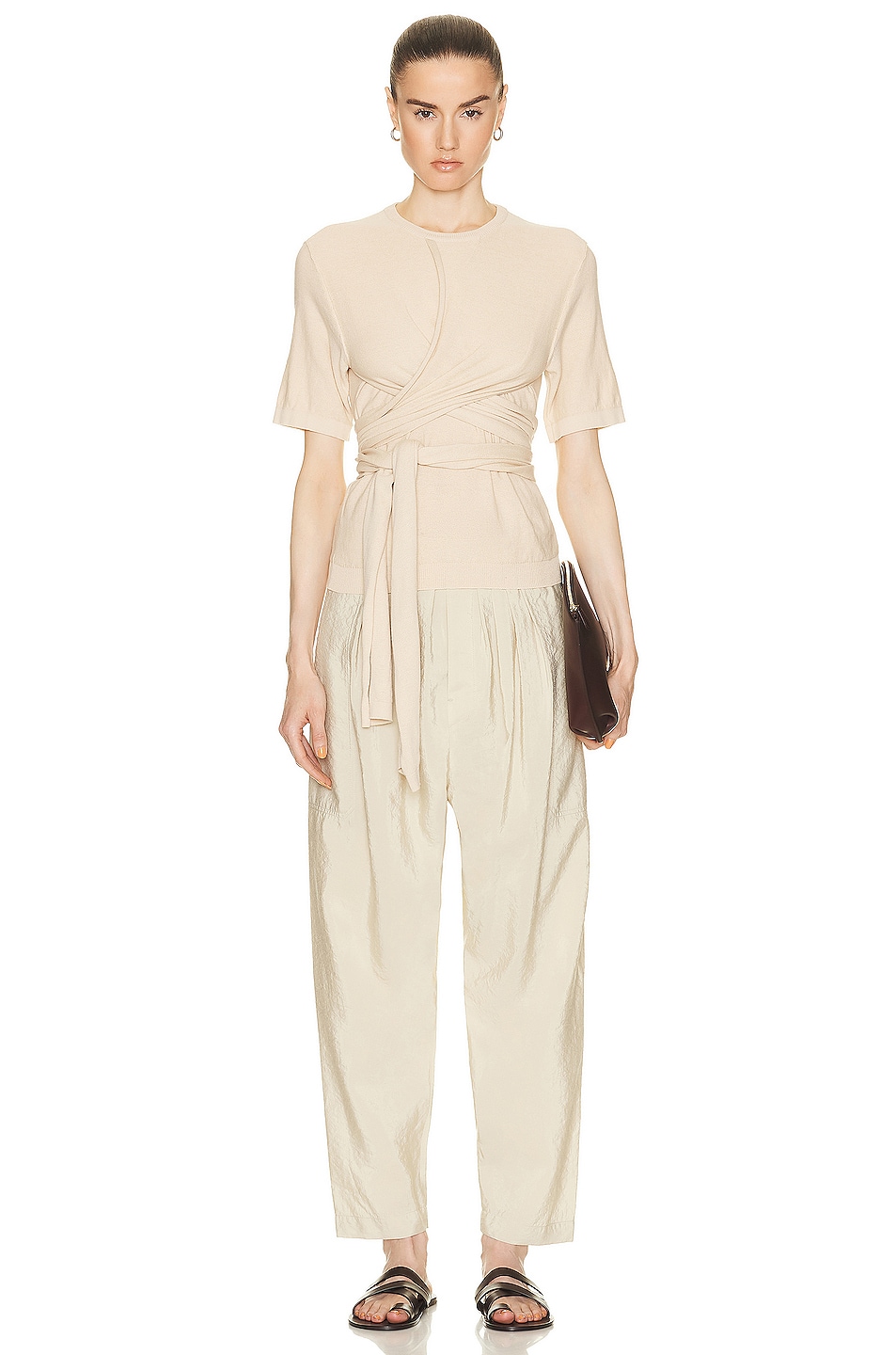 Lemaire Knotted Short Sleeve Shirt in Rosy White | FWRD