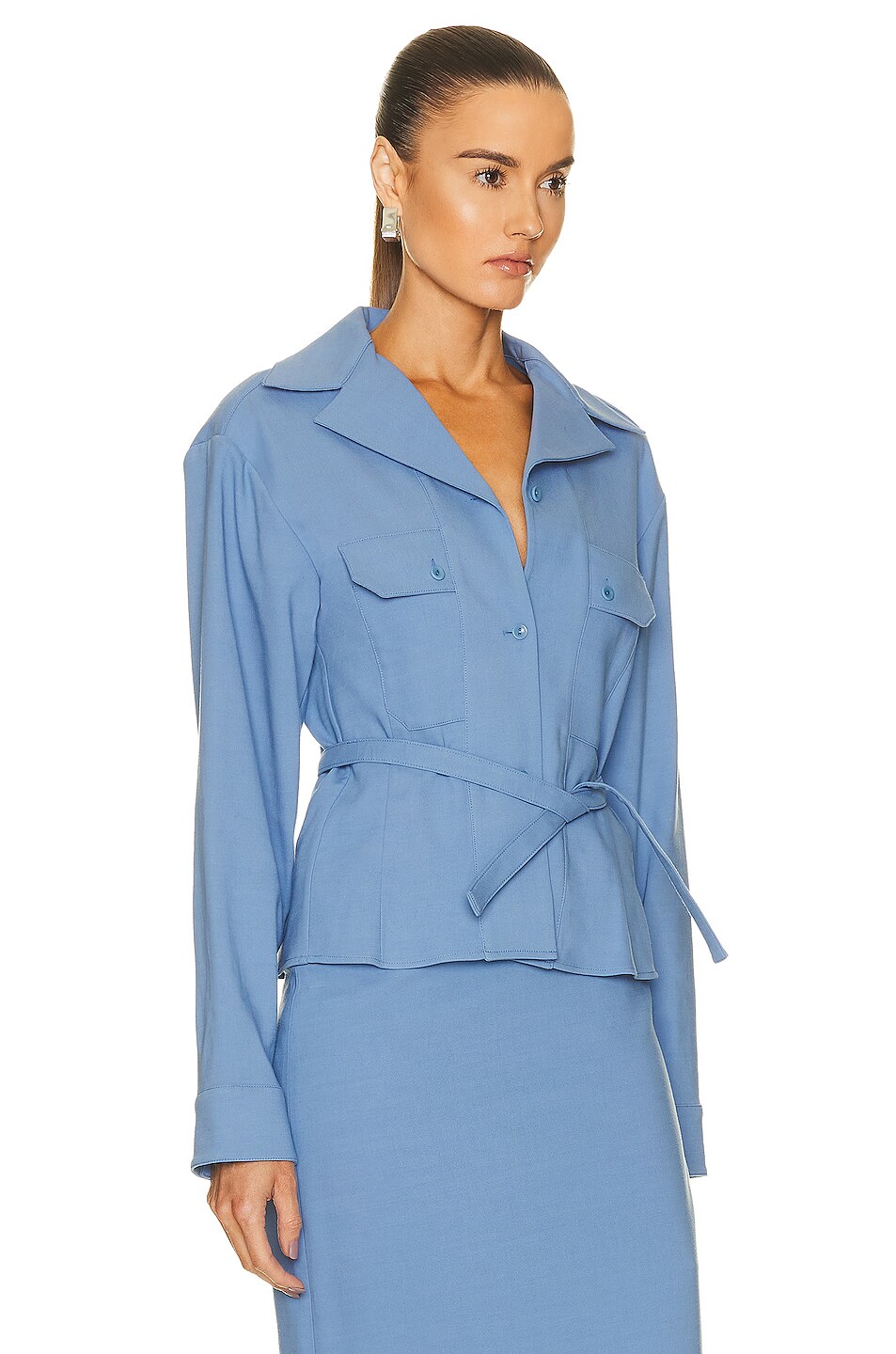 Lemaire Convertible Fitted Collar Shirt in Bice Blue | FWRD