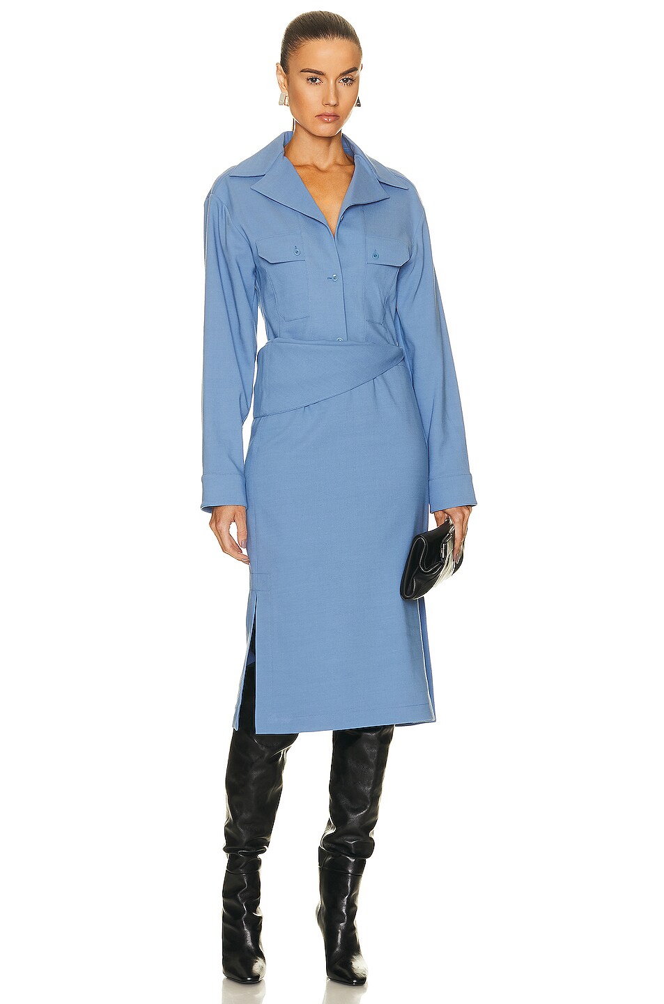 Lemaire Convertible Fitted Collar Shirt in Bice Blue | FWRD