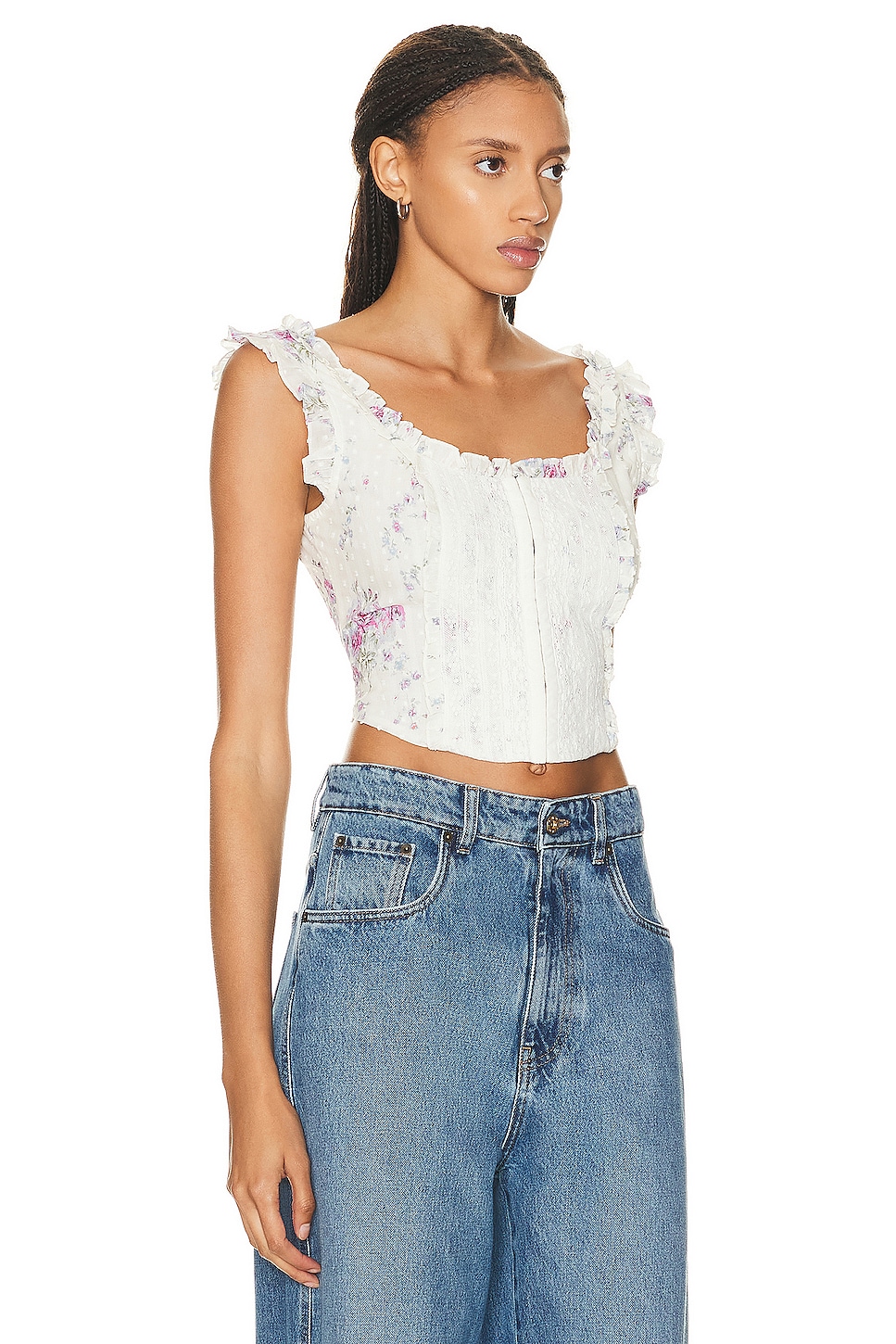 LoveShackFancy Georgie Bustier Top in Berry Medley | FWRD