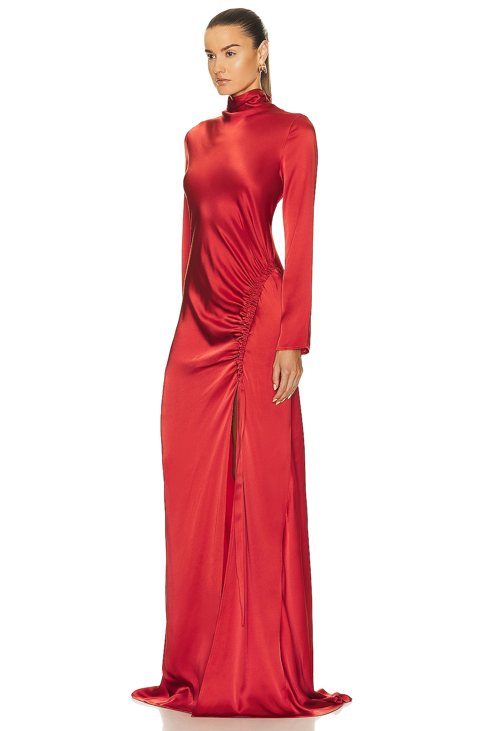 Lapointe Doubleface Satin Bias Tab Slit Gown in Carnelian | FWRD