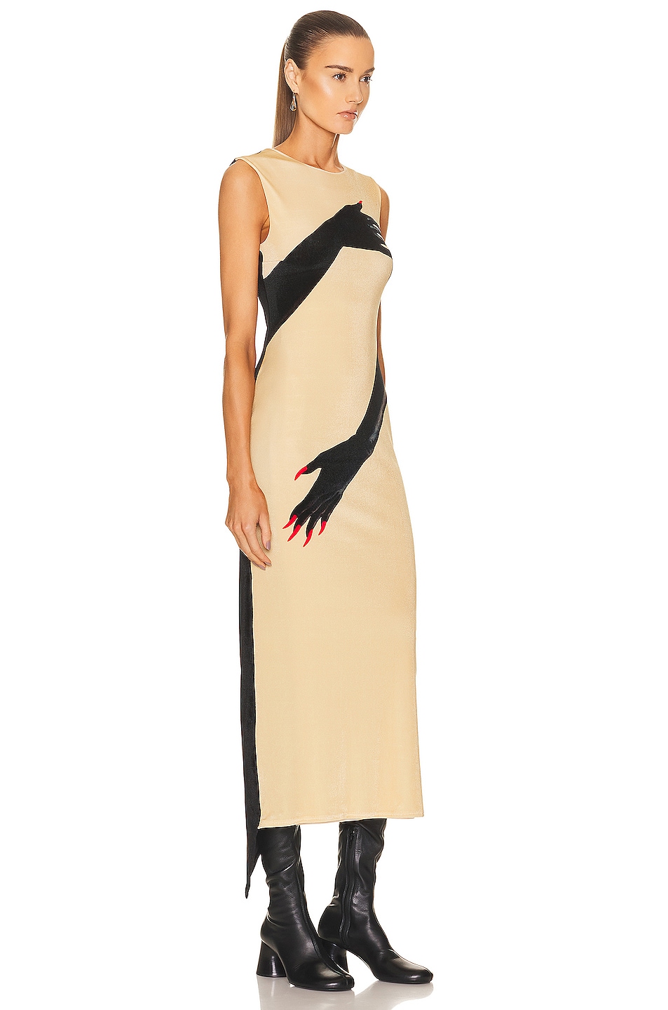 Loewe Gloves Print Dress in Beige & Black | FWRD