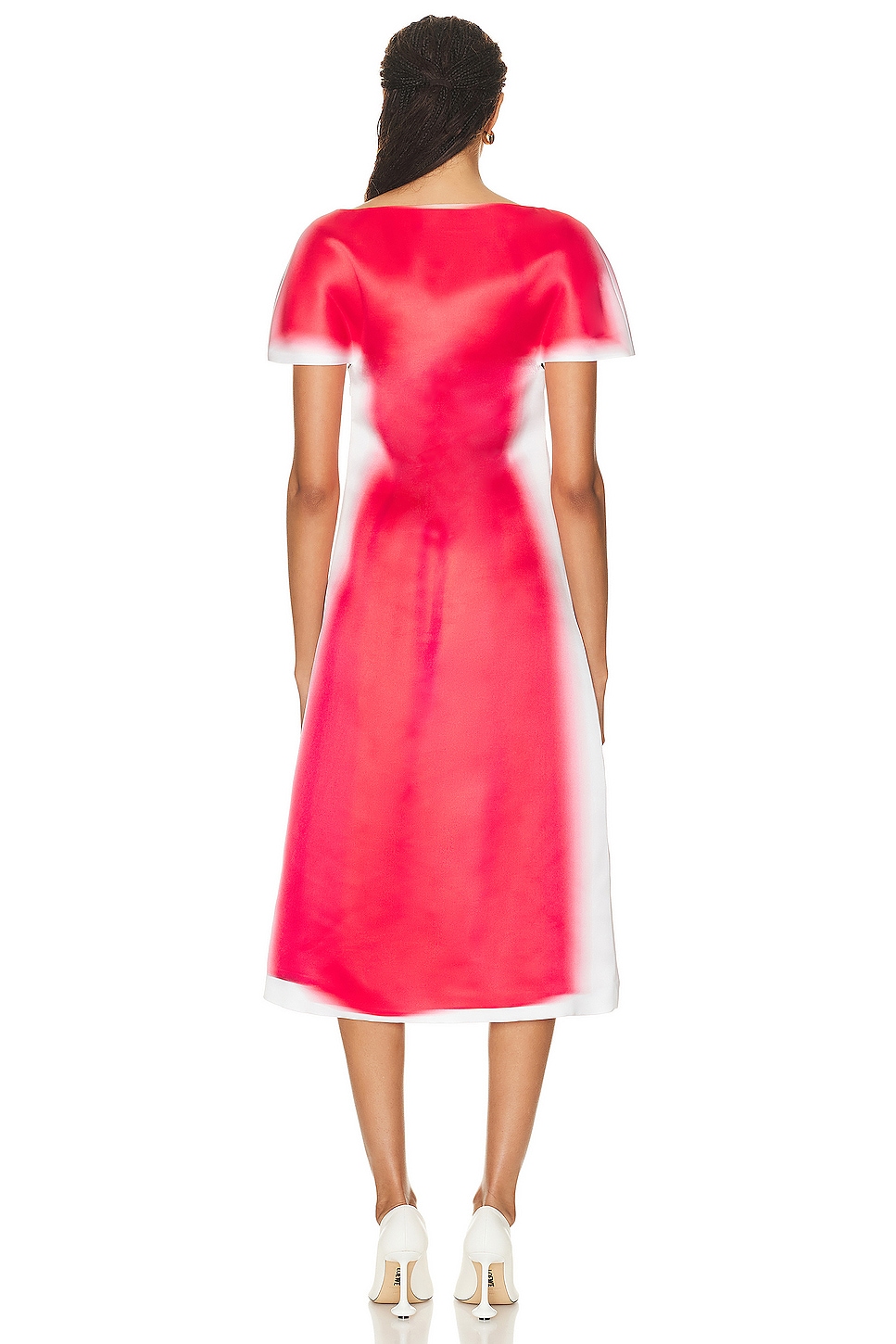 Loewe Blurred Print Dress in Red & White | FWRD