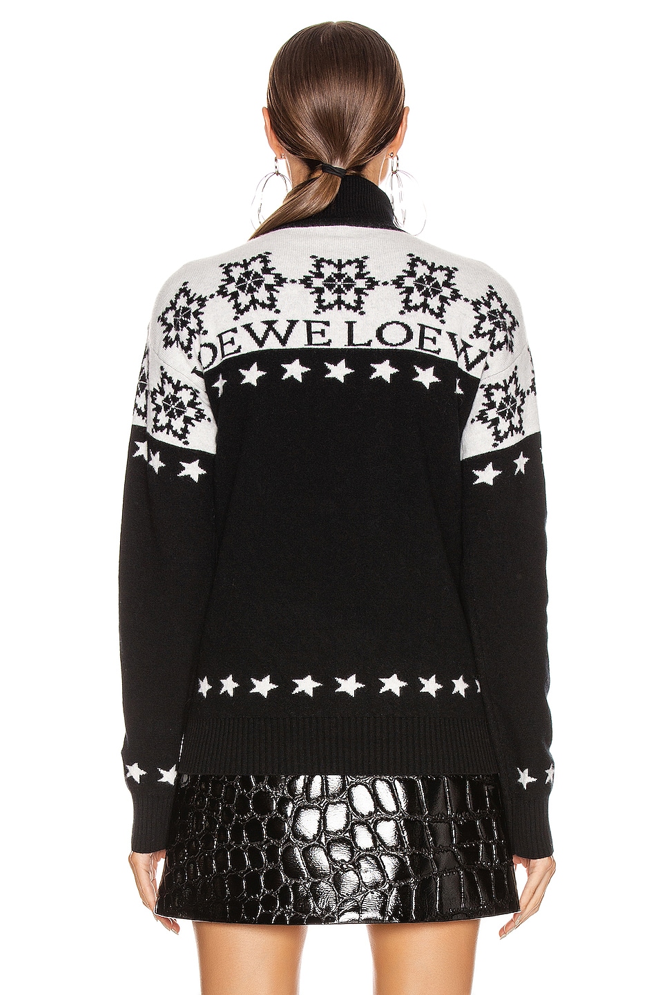 Loewe Snowflake Turtleneck Sweater in White & Black | FWRD