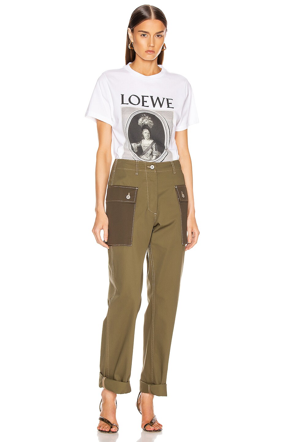 Loewe Cargo Trouser Pant in Khaki Green | FWRD