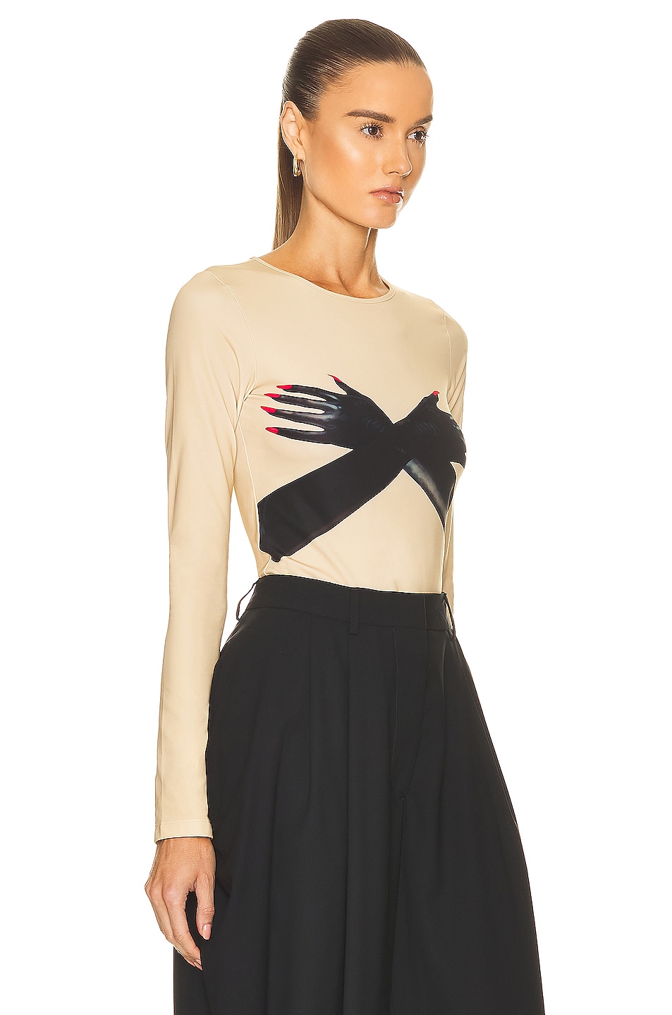 Loewe Gloves Print Top in Beige & Black | FWRD