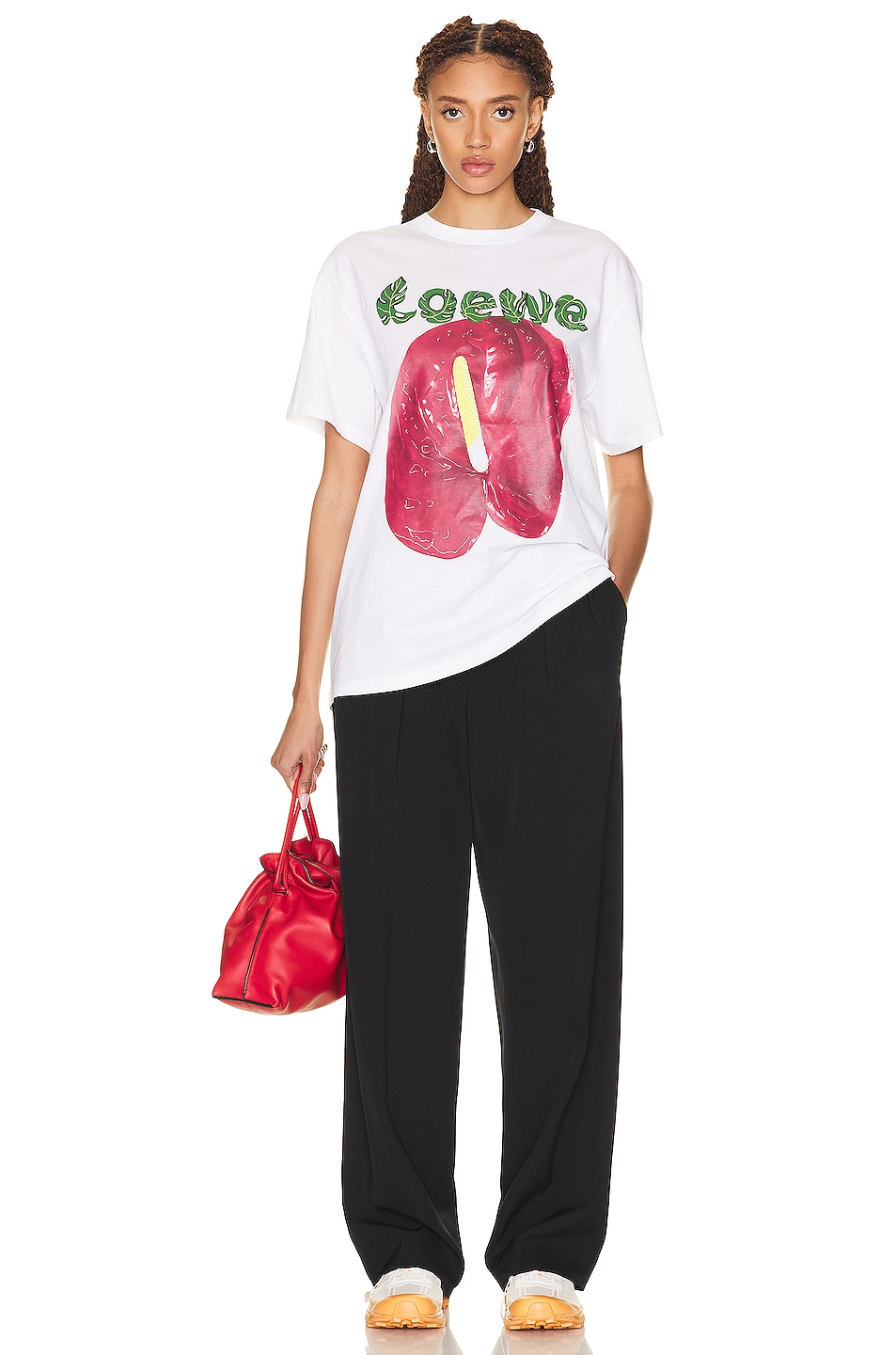 Loewe Flower T-shirt in White & Red | FWRD