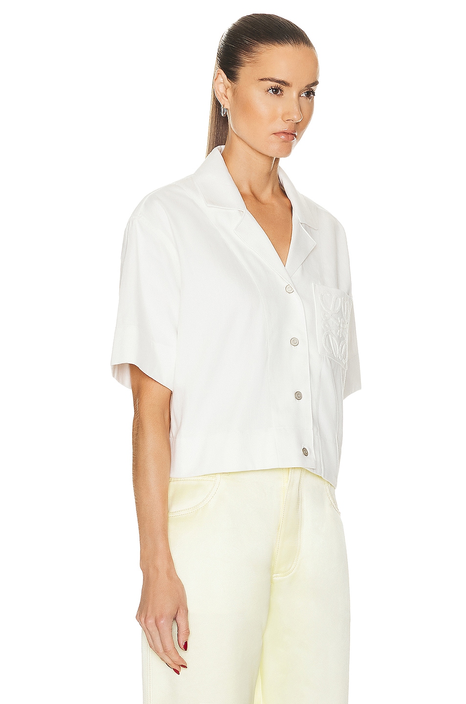 Loewe Cropped Pyjama Blouse in White | FWRD