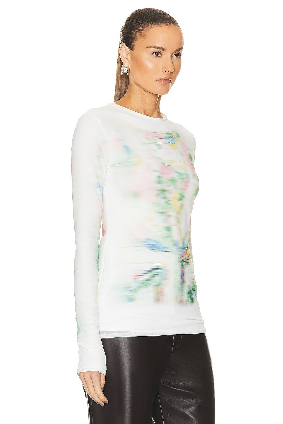 Loewe Blurred Print Top in White & Multi | FWRD