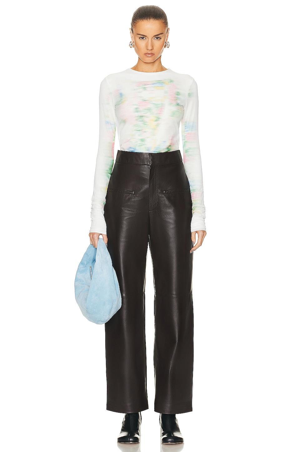 Loewe Blurred Print Top in White & Multi | FWRD