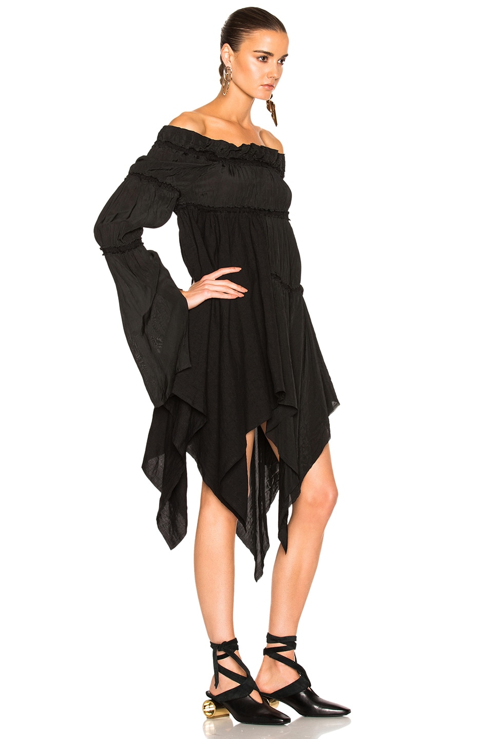 Loewe Long Peasant Top in Black | FWRD