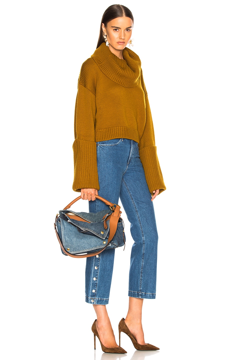Loewe Puzzle Pockets Bag in Multi-Tone Denim & Tan in Multitone Denim ...