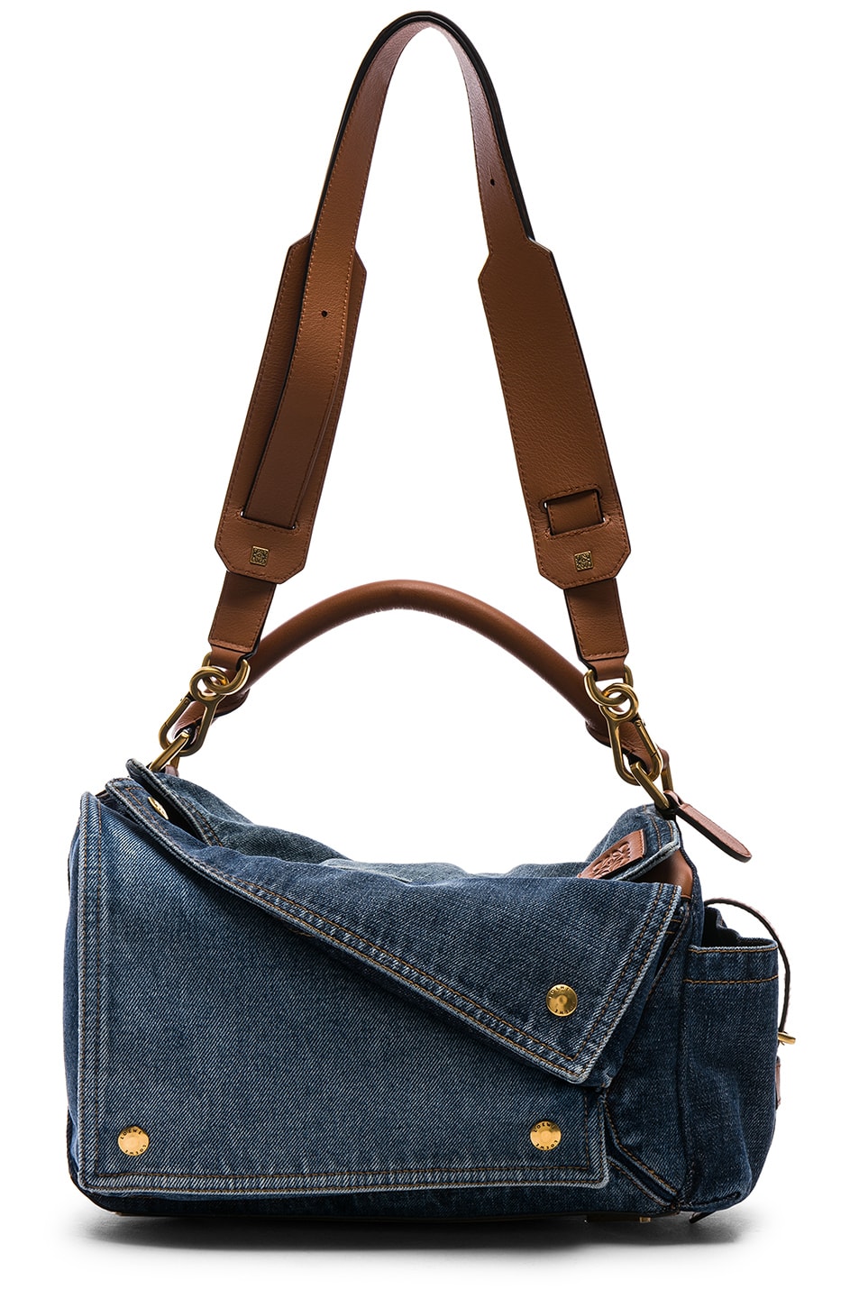 Loewe Puzzle Pockets Bag in Multi-Tone Denim & Tan in Multitone Denim ...