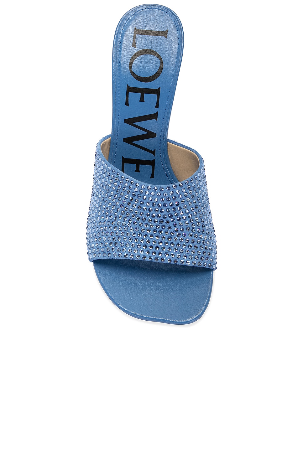 Loewe Petal Strassed 90 Mule in Light Denim | FWRD