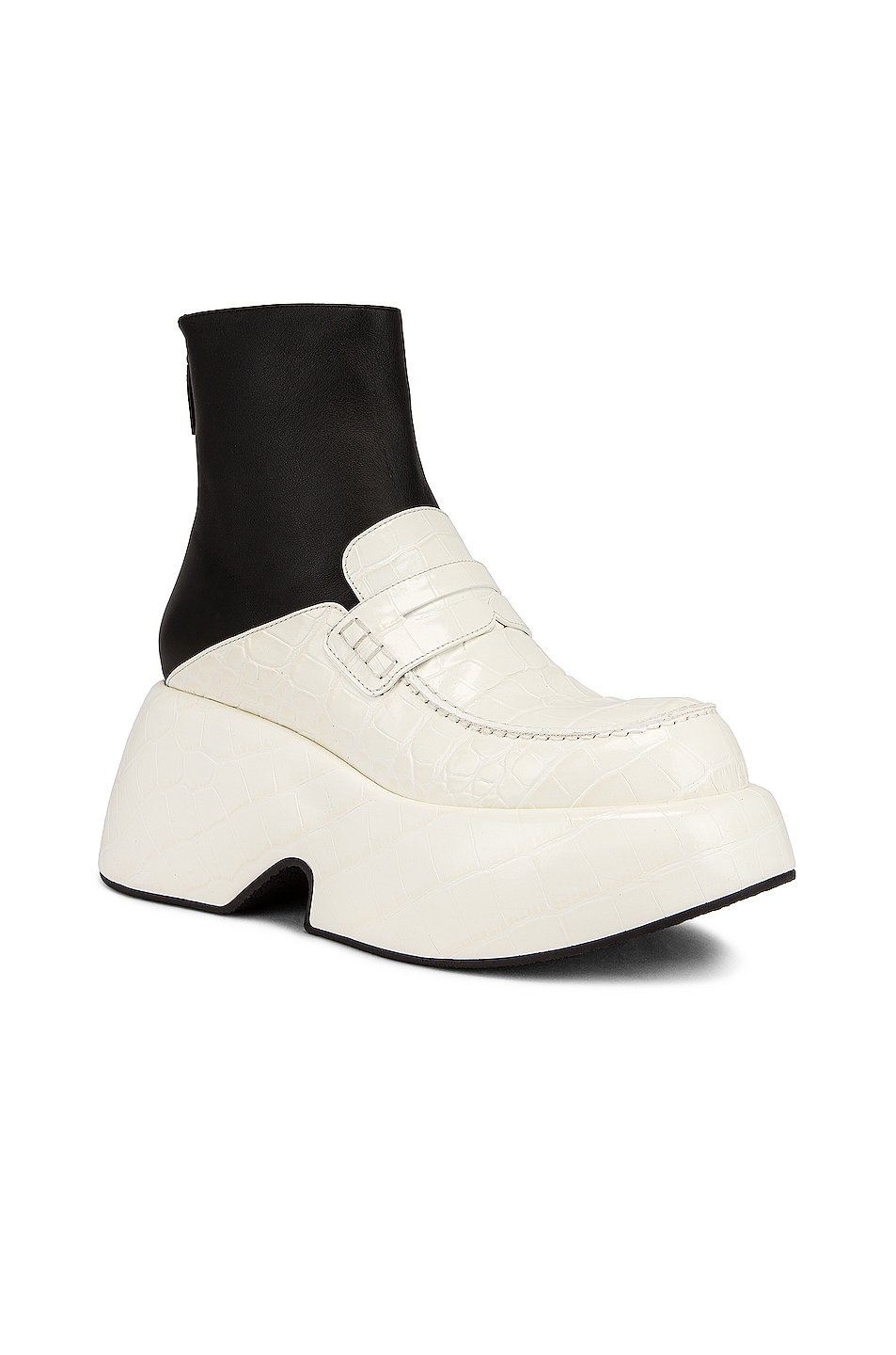 Loewe Wedge Loafer Boot in Soft White & Black | FWRD