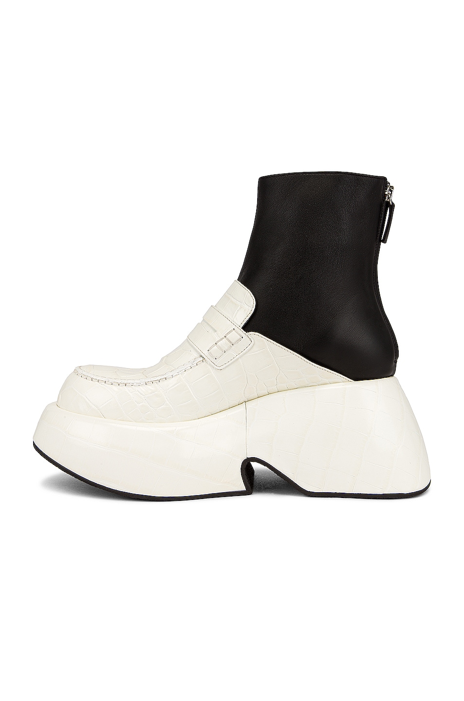 Loewe Wedge Loafer Boot in Soft White & Black | FWRD