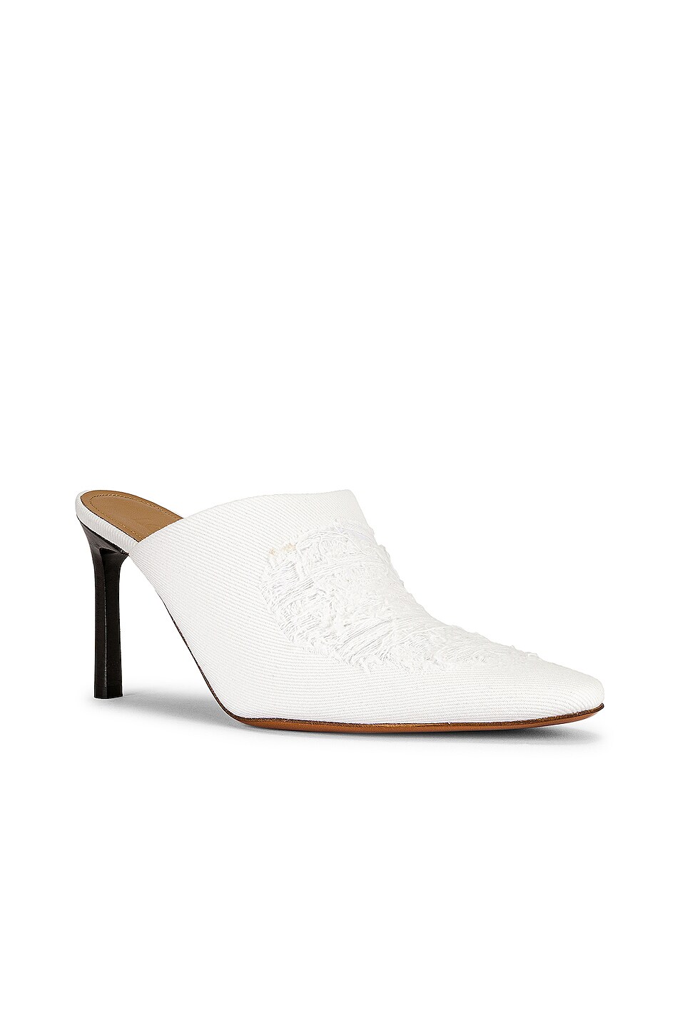 Loewe Ripped Denim Mule in White | FWRD