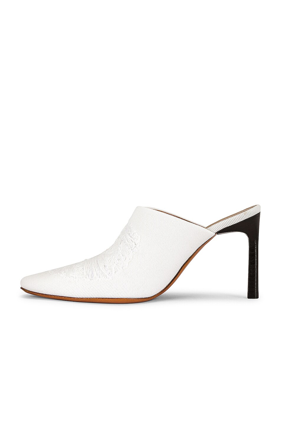 Loewe Ripped Denim Mule in White | FWRD
